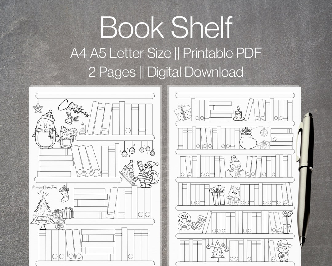 Christmas Bookshelf Printable Template Book Tracker Reading Challenge ...