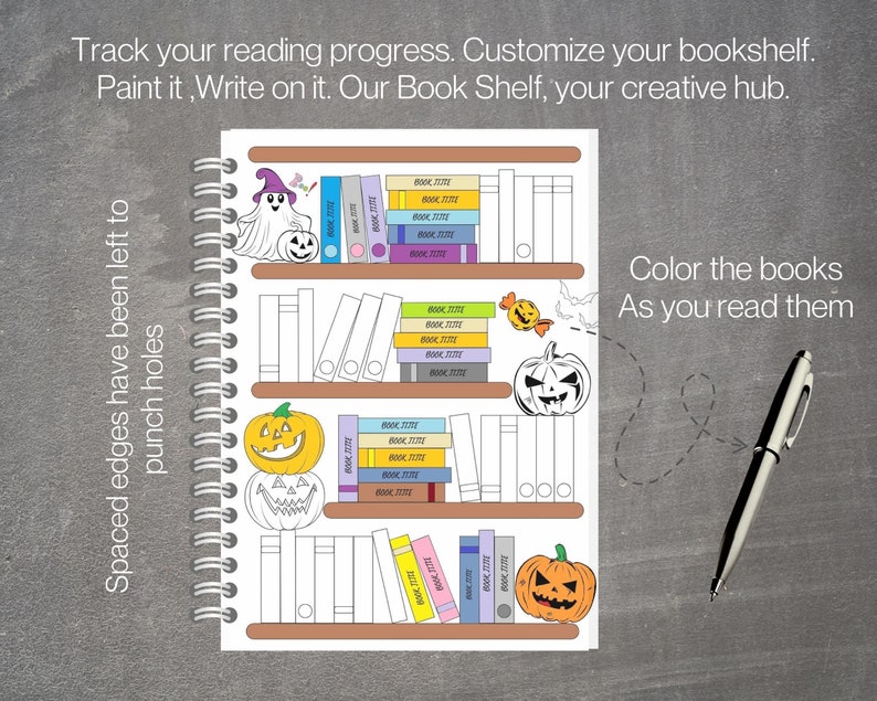 Halloween Bookshelf Printable Template Book Tracker Reading Challenge ...