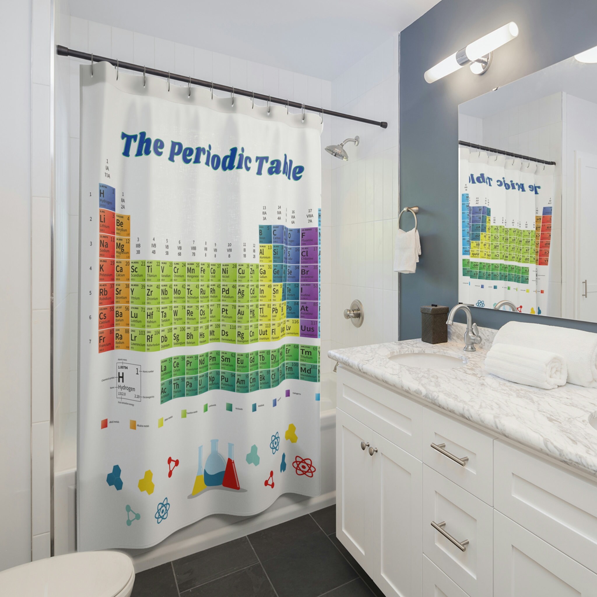 Periodic Table Shower Curtain Periodic Table Wall Art Chemistry Shower ...