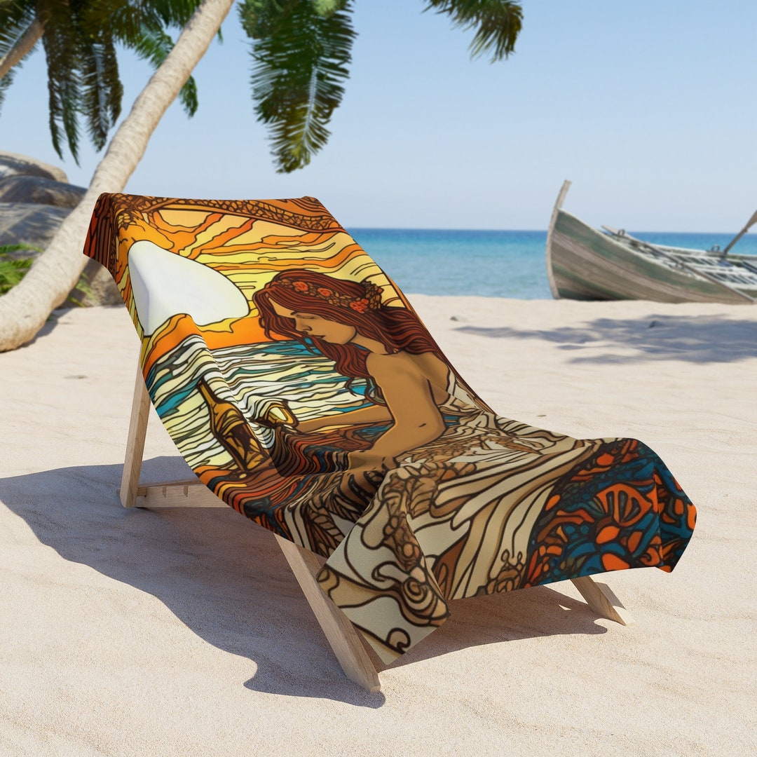 Art Nouveau Beach Towel, Mucha Beach Towel, Beach Vacation Towel, Pool ...