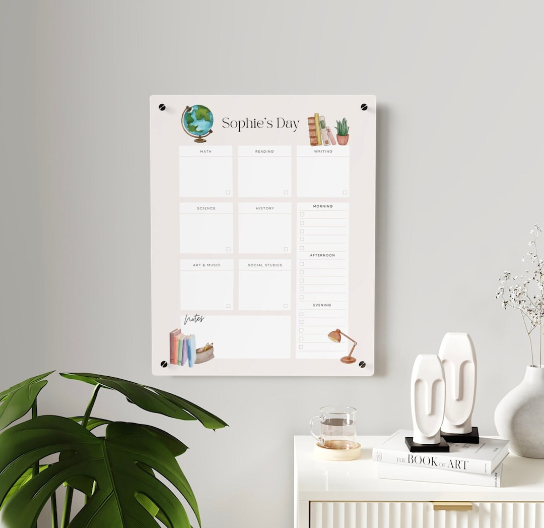 Personalized HOMESCHOOL PLANNER BOARD Dryerase Homework Planner Board ...