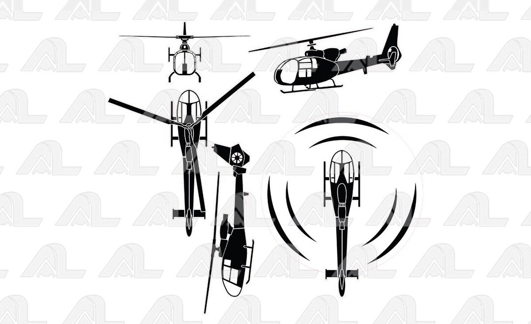 Aérospatiale SA 341 Gazelle - 4 Designs - Vector File (*eps)! Pilot ...