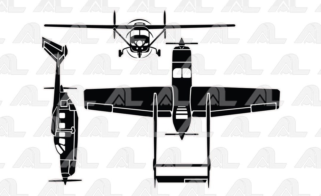 Cessna-337 Sykmaster Airplane Outline - Vector File (*eps)! SVG Pilot ...
