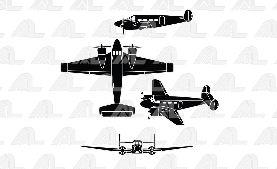Beech-18 Airplane Vector Set - Vector File (*eps)! - Etsy
