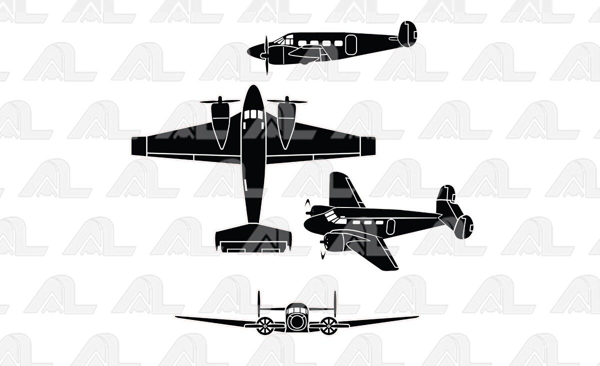 Beech-18 Airplane Vector Set - Vector File (*eps)! - Etsy