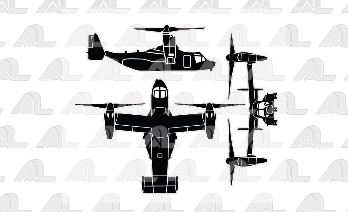 V-22 Osprey - 3 Designs With Outline - Vector File (*eps)! SVG Pilot ...