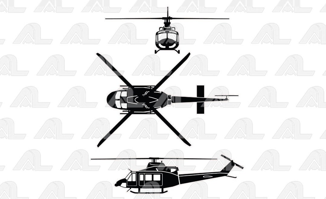 Bell 412 Helicopter 3 Designs With Outline Vector File eps - Etsy