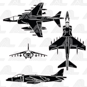 Harrier Jet Aircraft Vector, VTOL Fighter Silhouette SVG-EPS - Etsy
