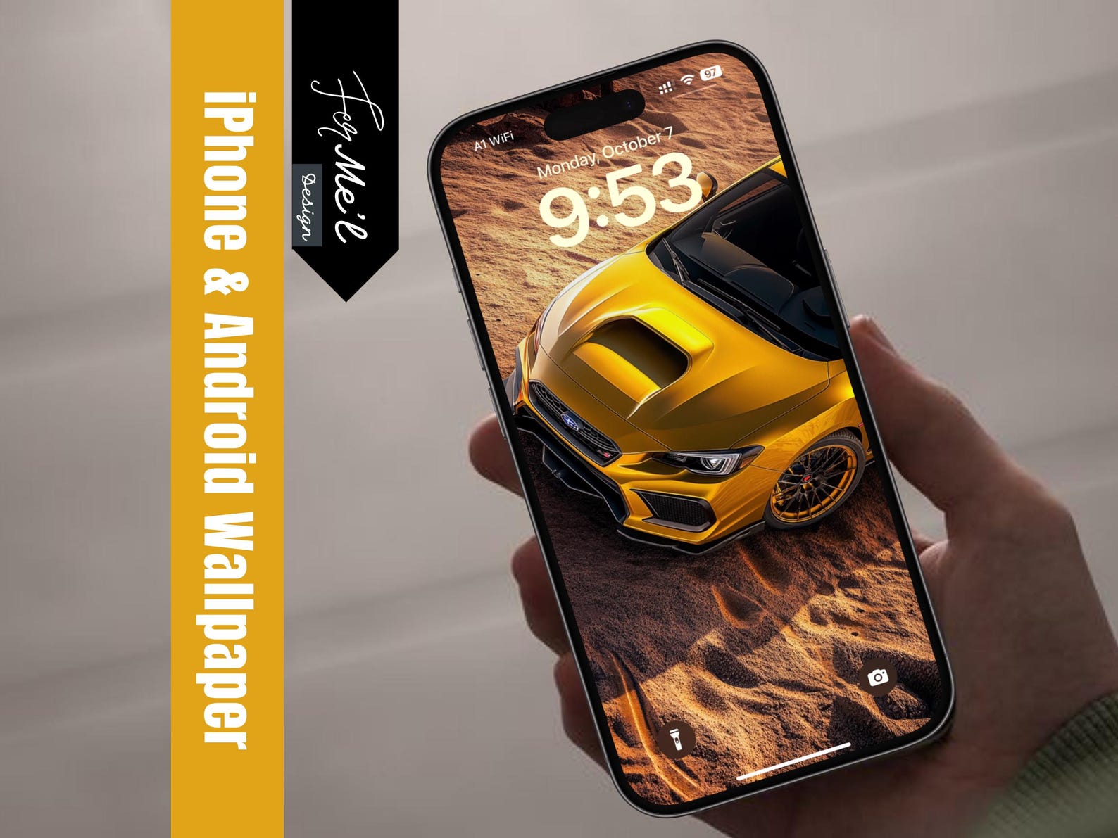 Golden Desert Subaru STI Phone Wallpaper – High-definition Automotive ...