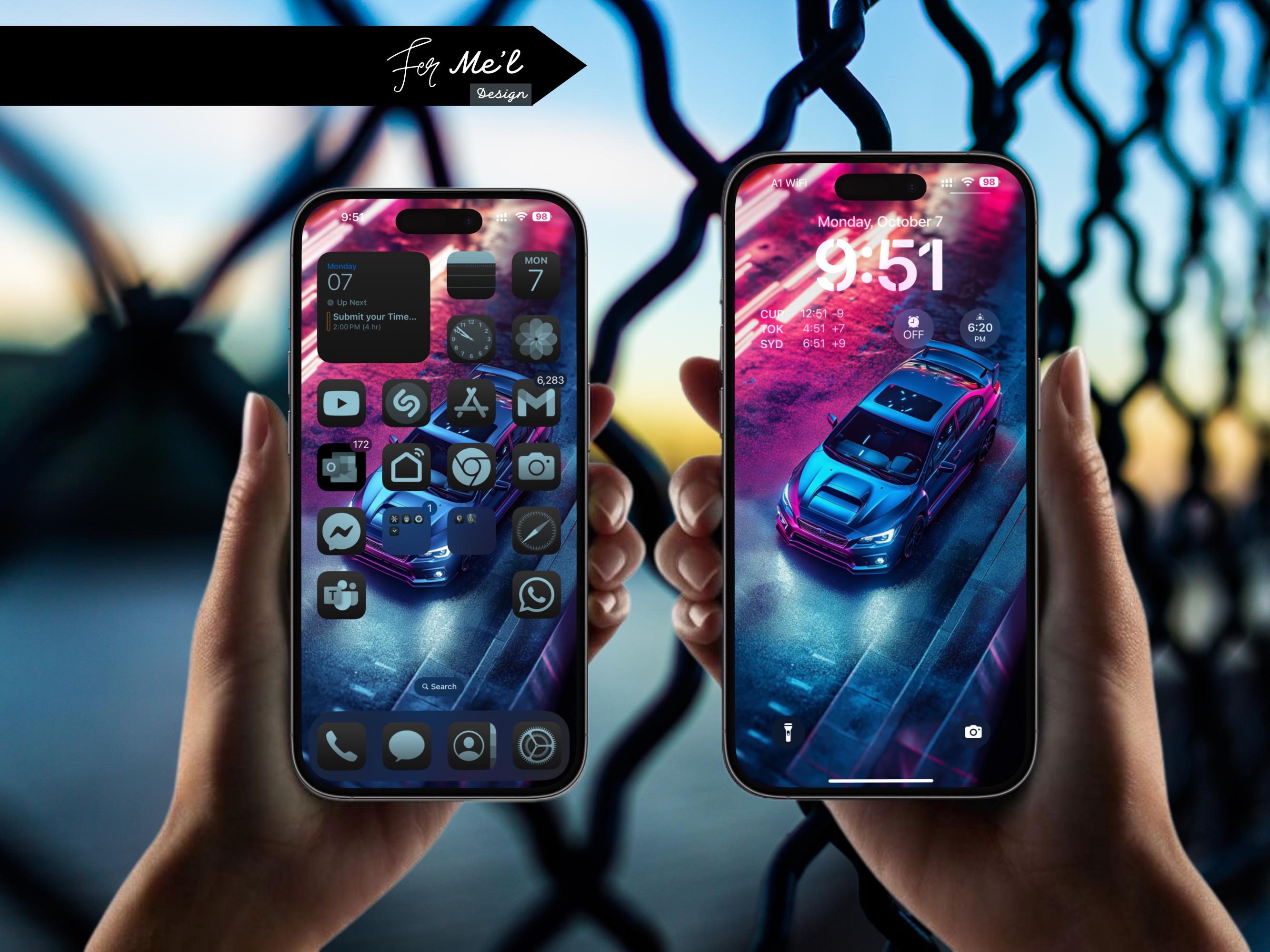 Neon Night Subaru STI Phone Wallpaper – High-definition Car Art for ...