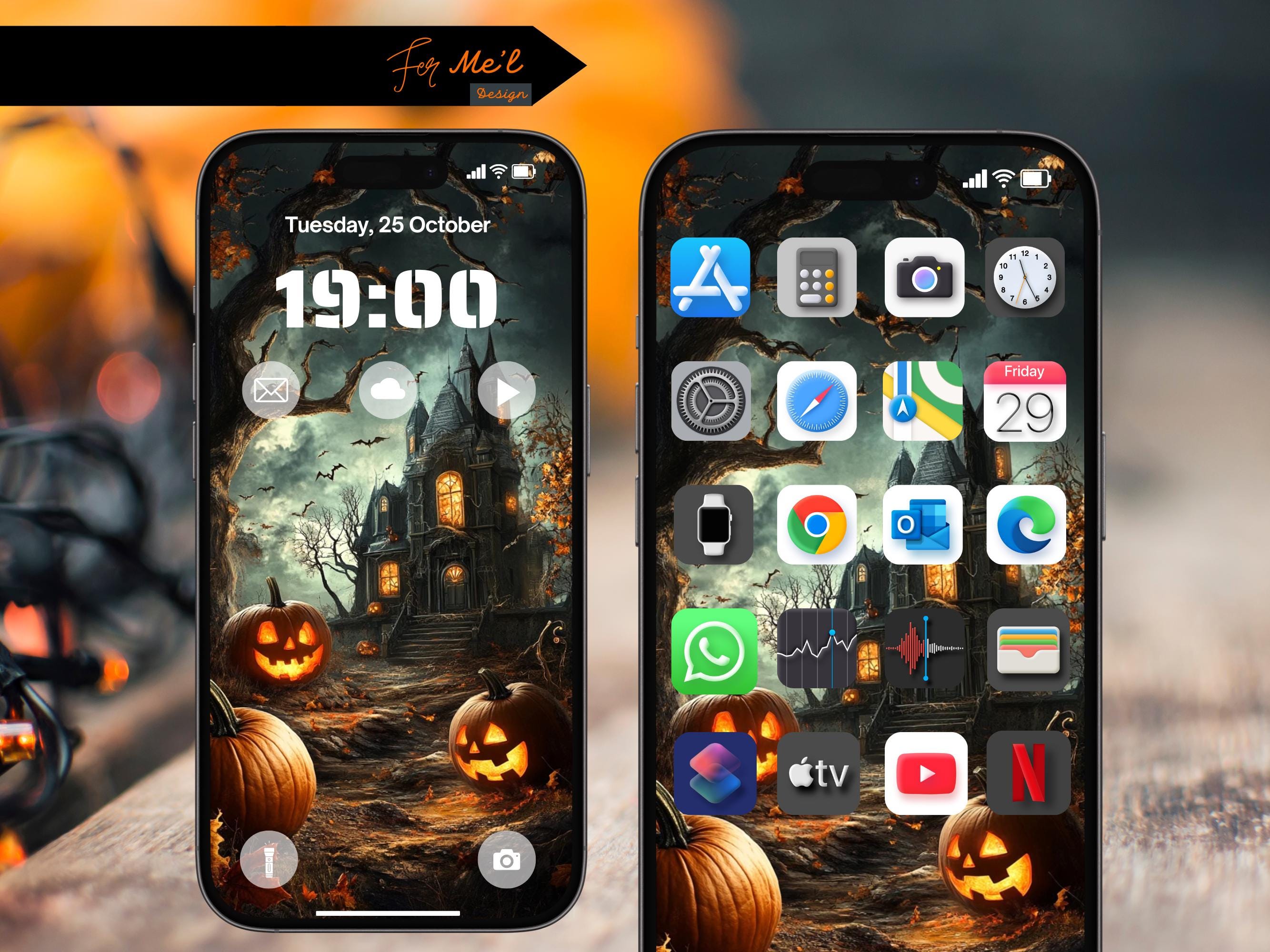 Haunted Mansion Halloween Phone Wallpaper - Spooky Jack-o'-lanterns ...