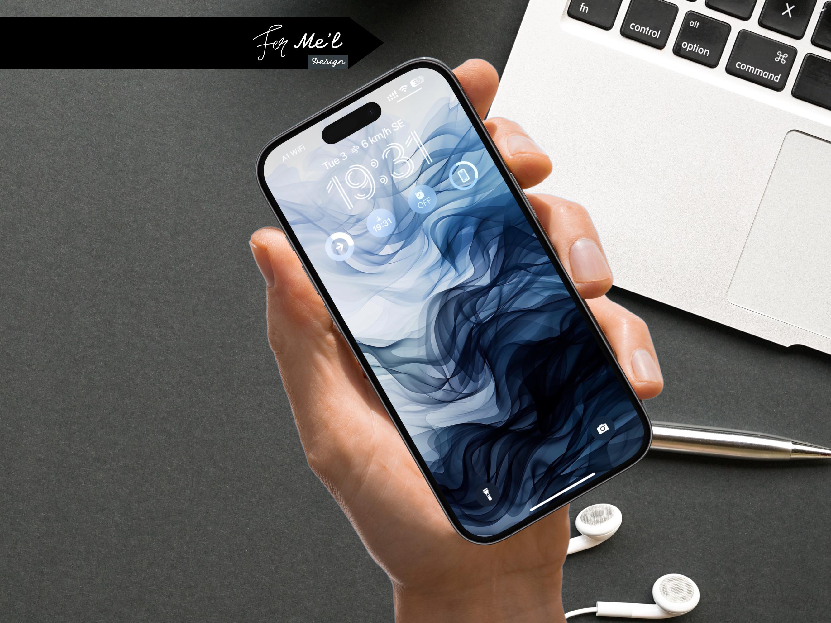Blue Waves Abstract iPhone and Android Wallpaper | Elegant Flowing ...