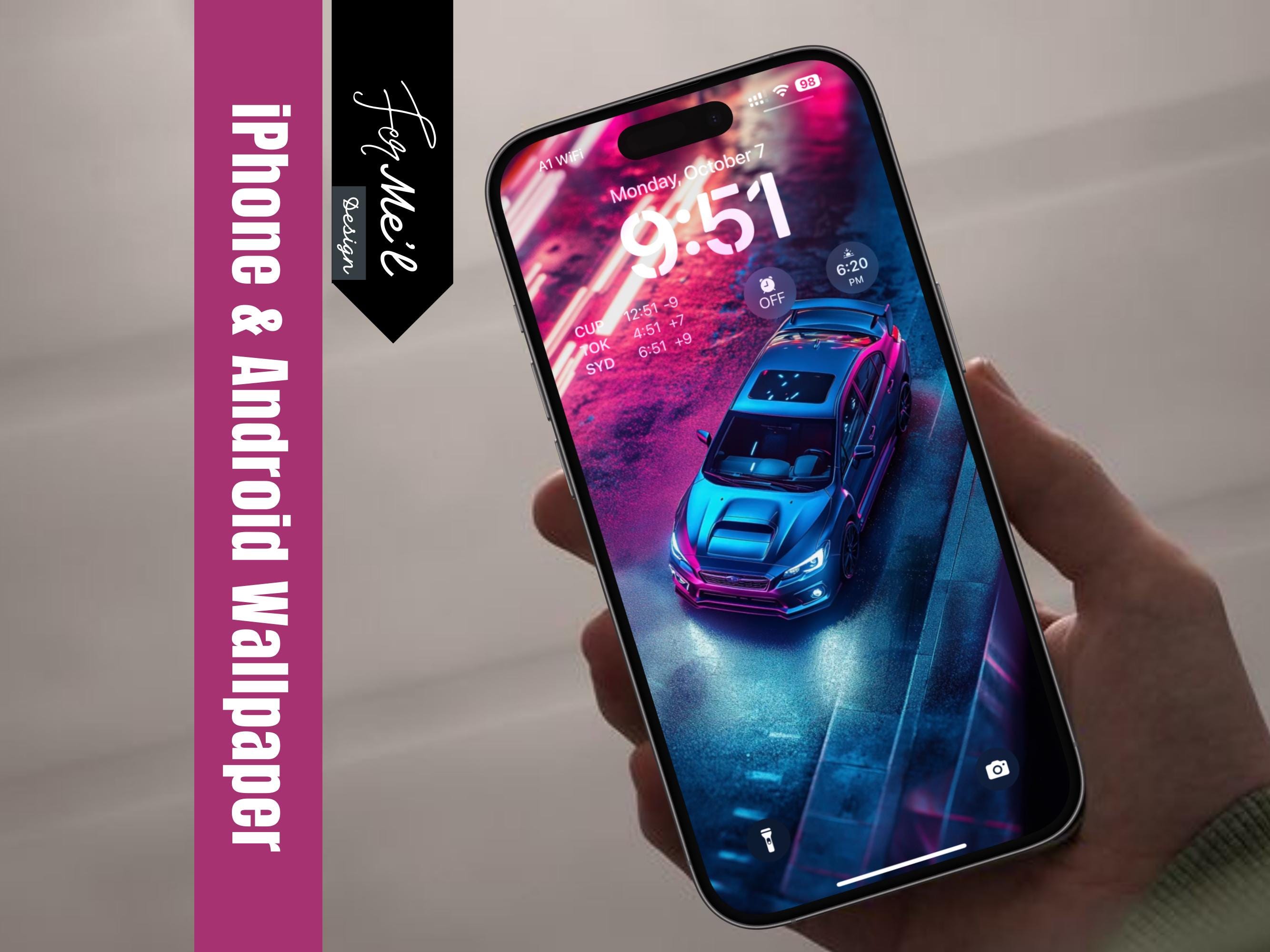 Neon Night Subaru STI Phone Wallpaper – High-definition Car Art for ...