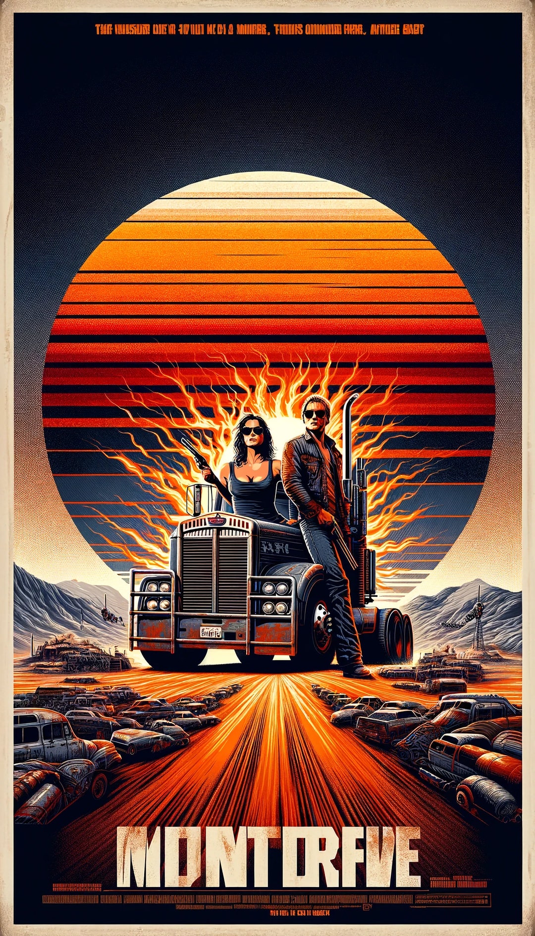 Classic Truck Poster, Retro Movie Poster Vintage Couple Art, 70s Wall ...