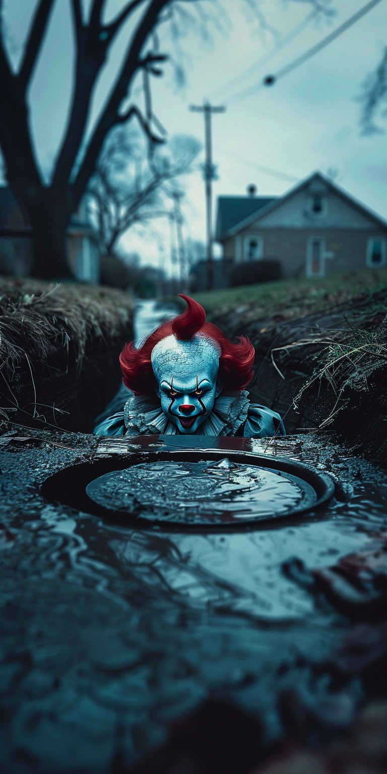 Terrifying Creepy Clown in Sewer 4K Wallpaper - Horror Art for Android ...