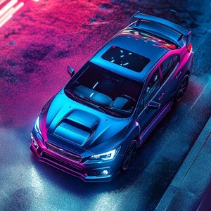 Neon Night Subaru STI Phone Wallpaper – High-definition Car Art for ...