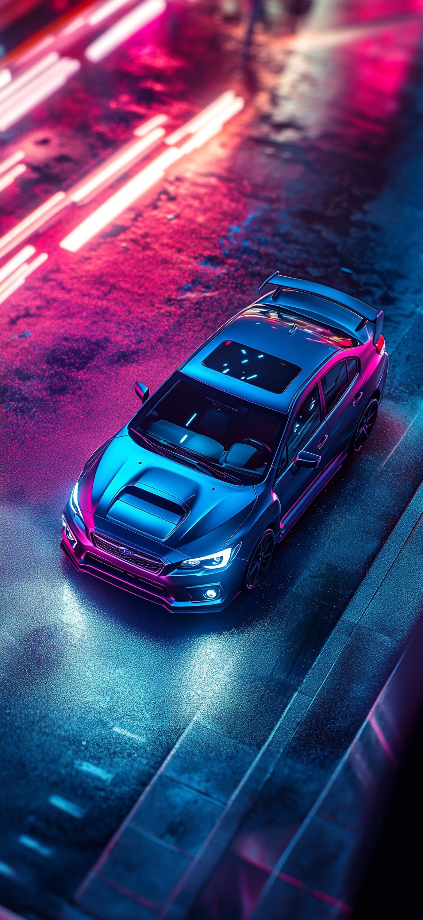 Neon Night Subaru STI Phone Wallpaper – High-definition Car Art for ...