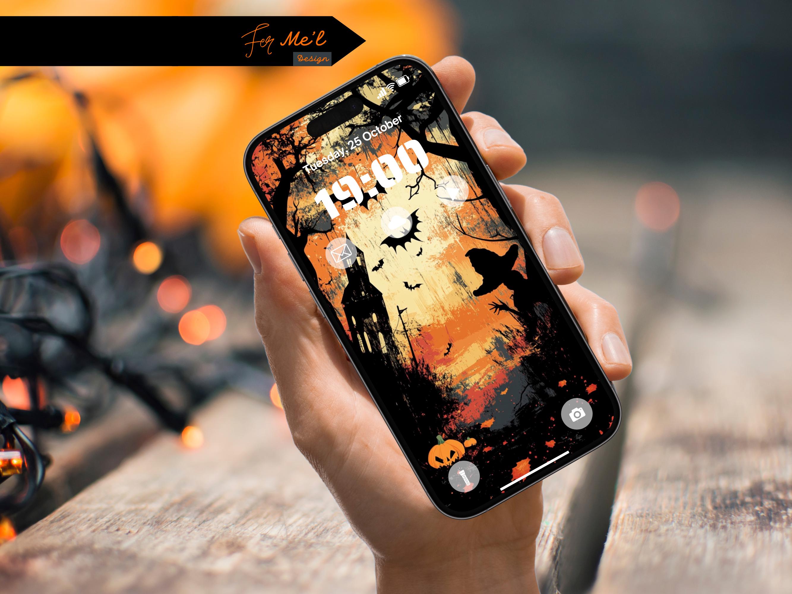 Haunted Mansion Halloween Phone Wallpaper - Spooky Jack-o'-lanterns ...