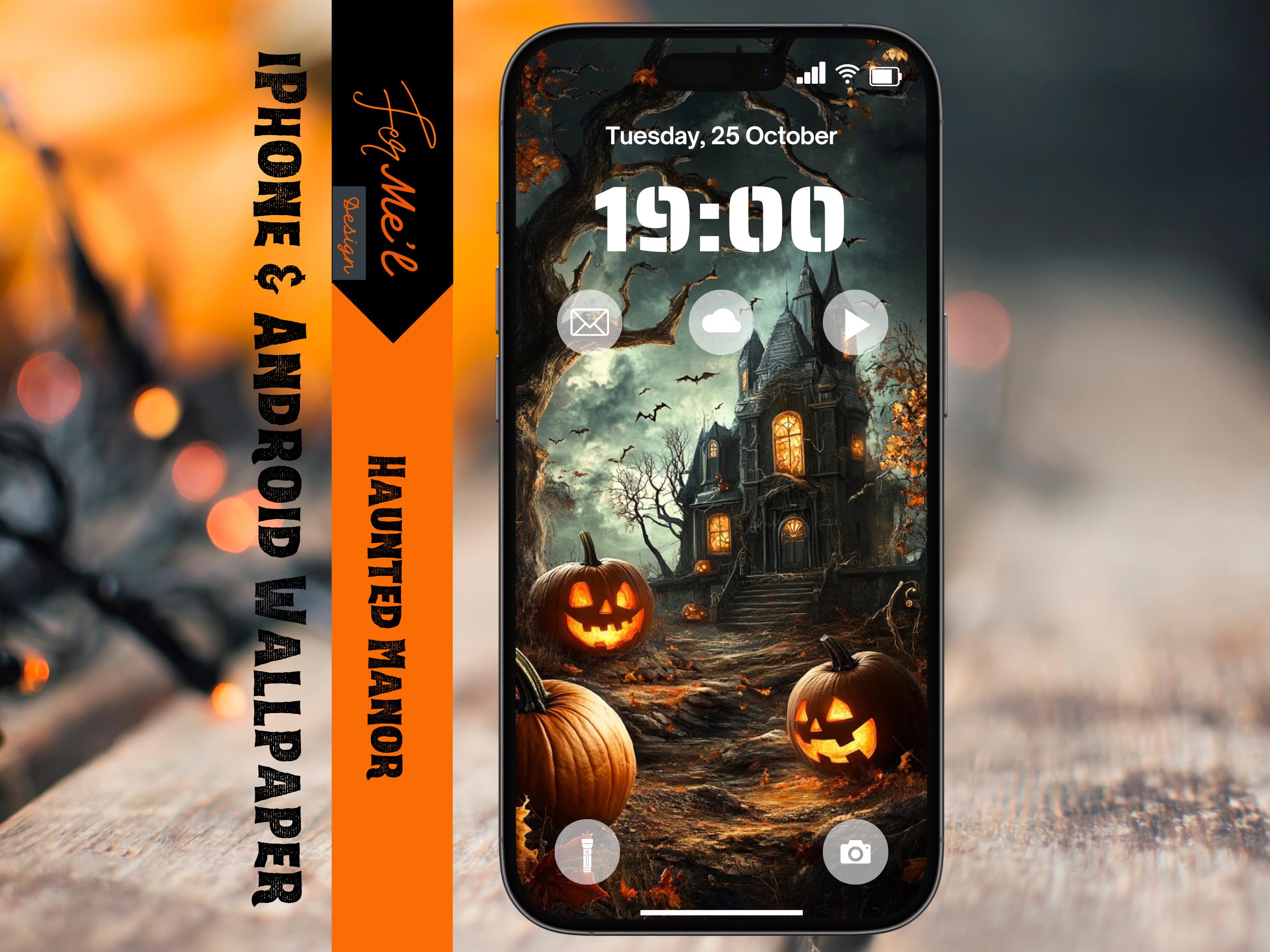 Haunted Mansion Halloween Phone Wallpaper - Spooky Jack-o'-lanterns ...