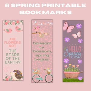 Spring Bookmarks, Printable Bookmarks, Digital Bookmarks Bundle, Cute ...
