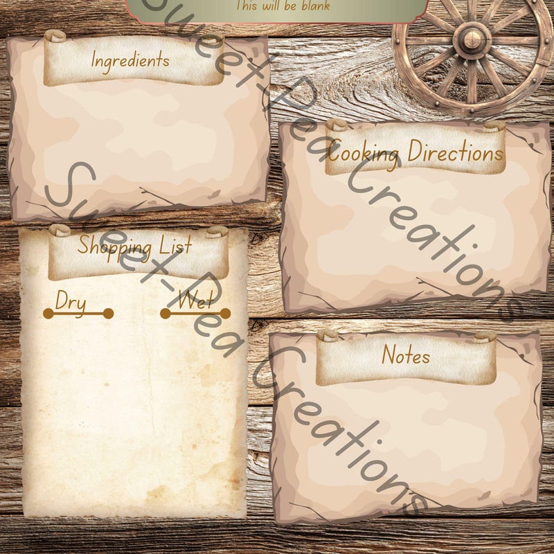 Rustic Recipe Cards - Etsy