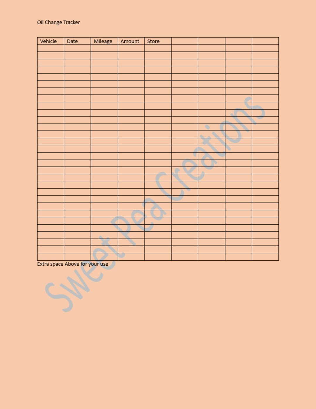Oil Tracker Sheet - Etsy