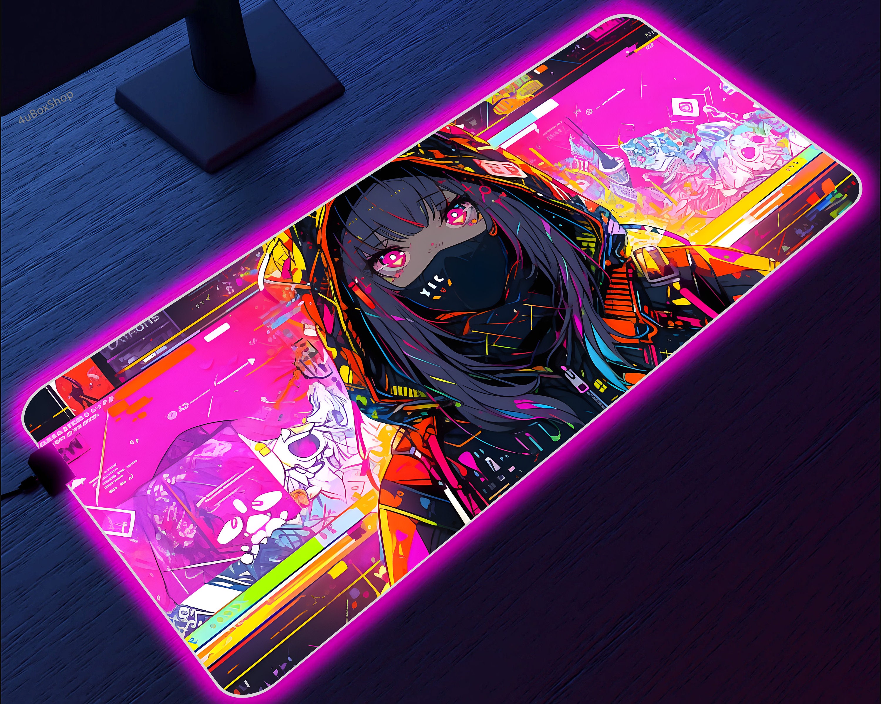 Anime Glitch RGB LED Gaming Mousepad: Customizable Lighting - Etsy