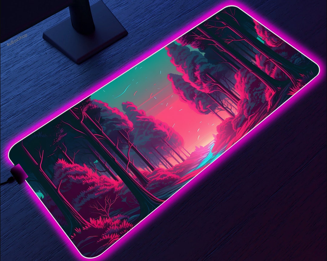 Neon Forest LED Desk Mat, RGB Gaming Mousepad, Large Desk Mat, Xxl ...