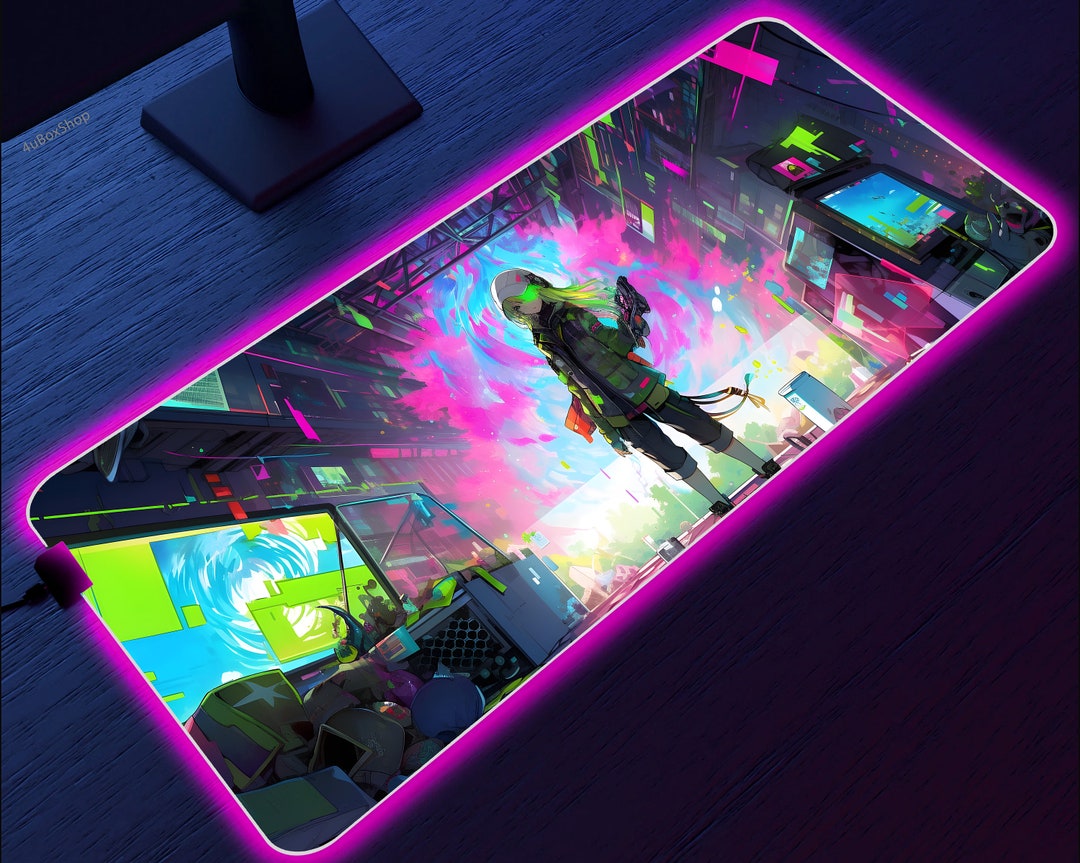 Anime Hacker RGB LED Gaming Mousepad: Customizable Lighting, Smooth ...