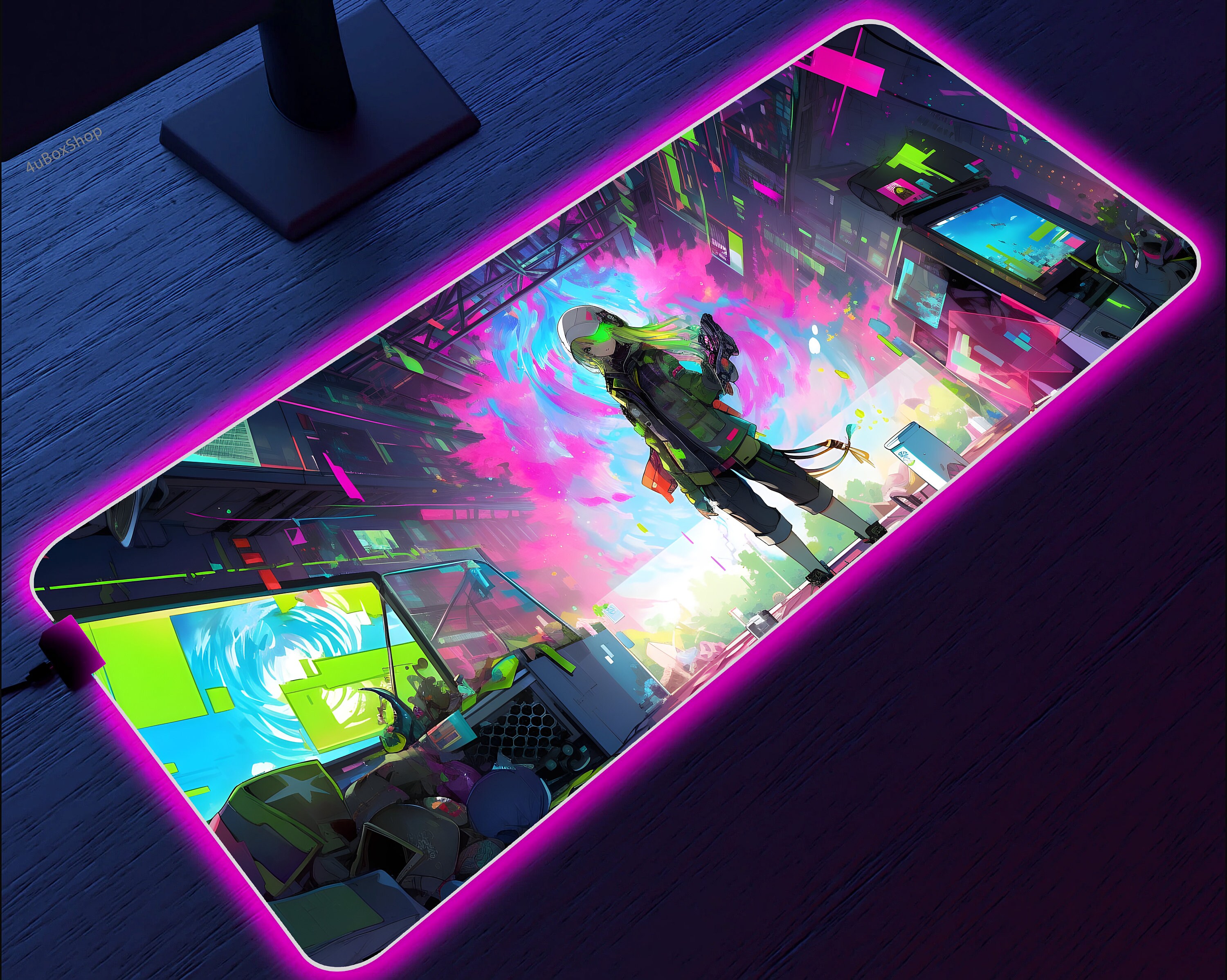 Anime Hacker RGB LED Gaming Mousepad: Customizable Lighting, Smooth ...