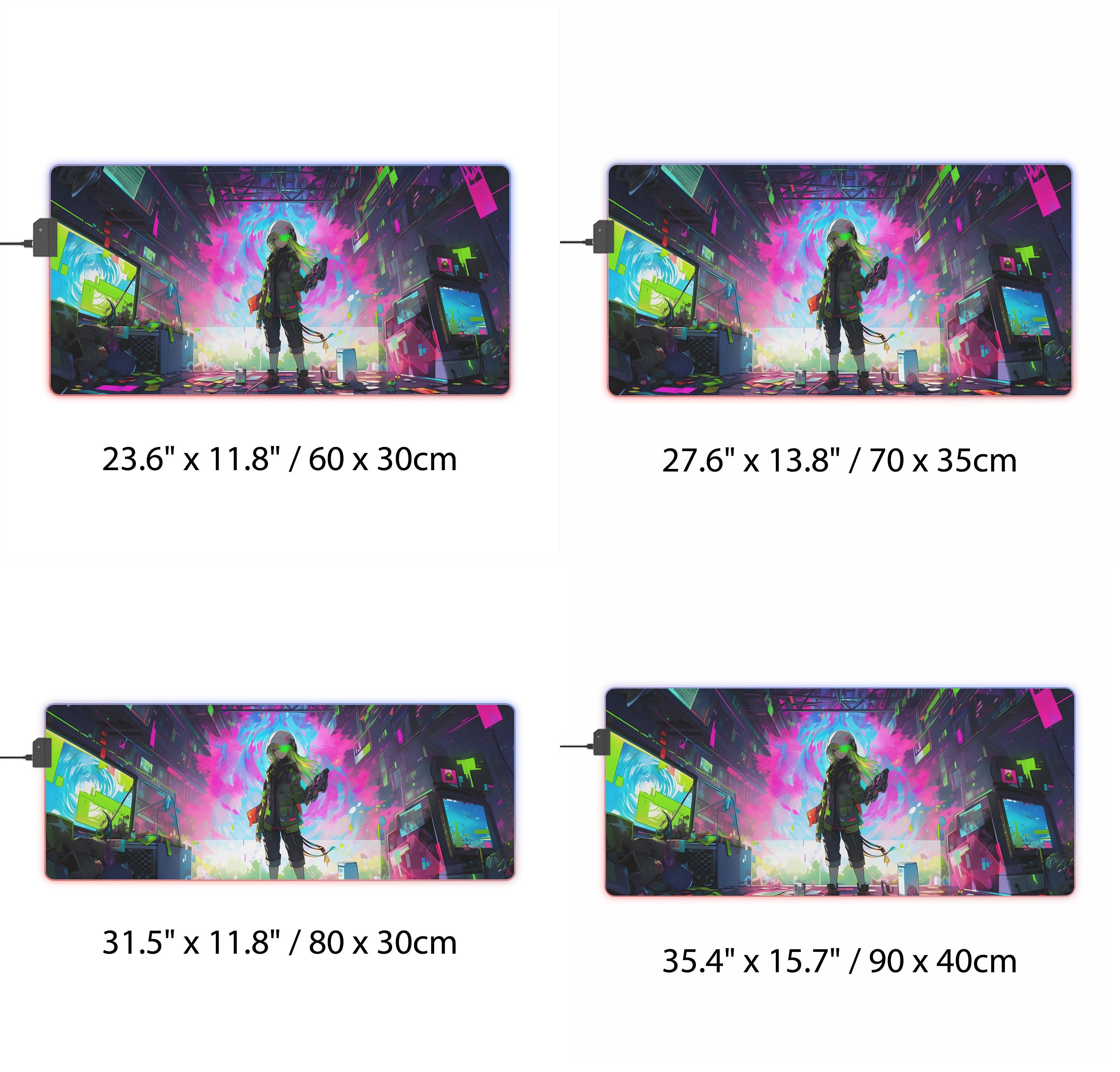 Anime Hacker RGB LED Gaming Mousepad: Customizable Lighting, Smooth ...