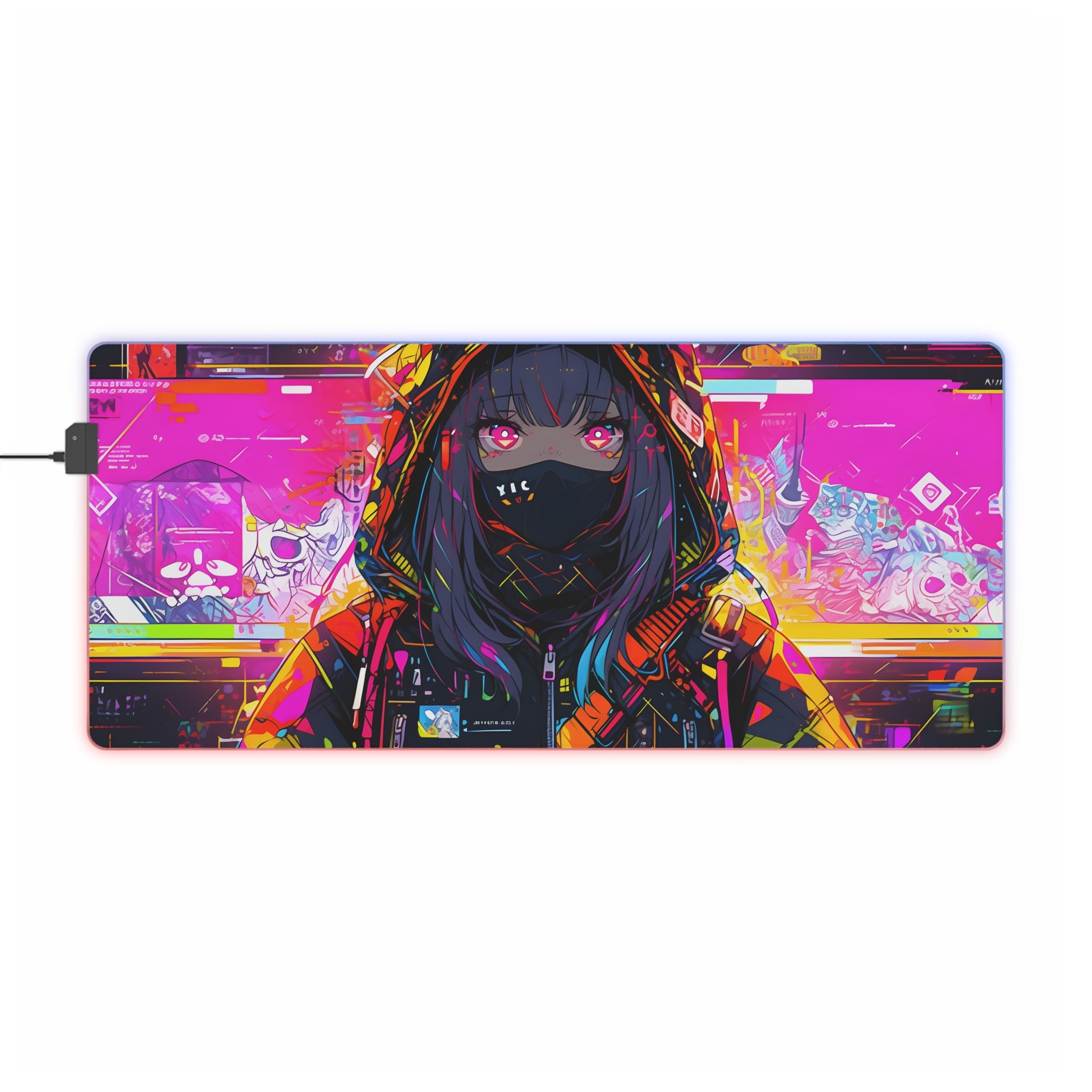 Anime Glitch RGB LED Gaming Mousepad sold by Katerina Blush Generous ...