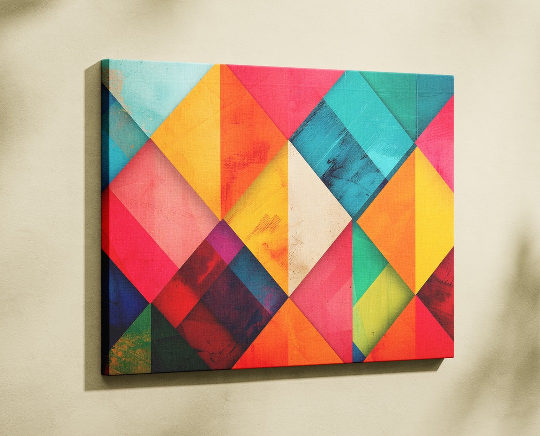Triangle Square Canvas Wall Art Framed Modern Painting Stylish Home ...