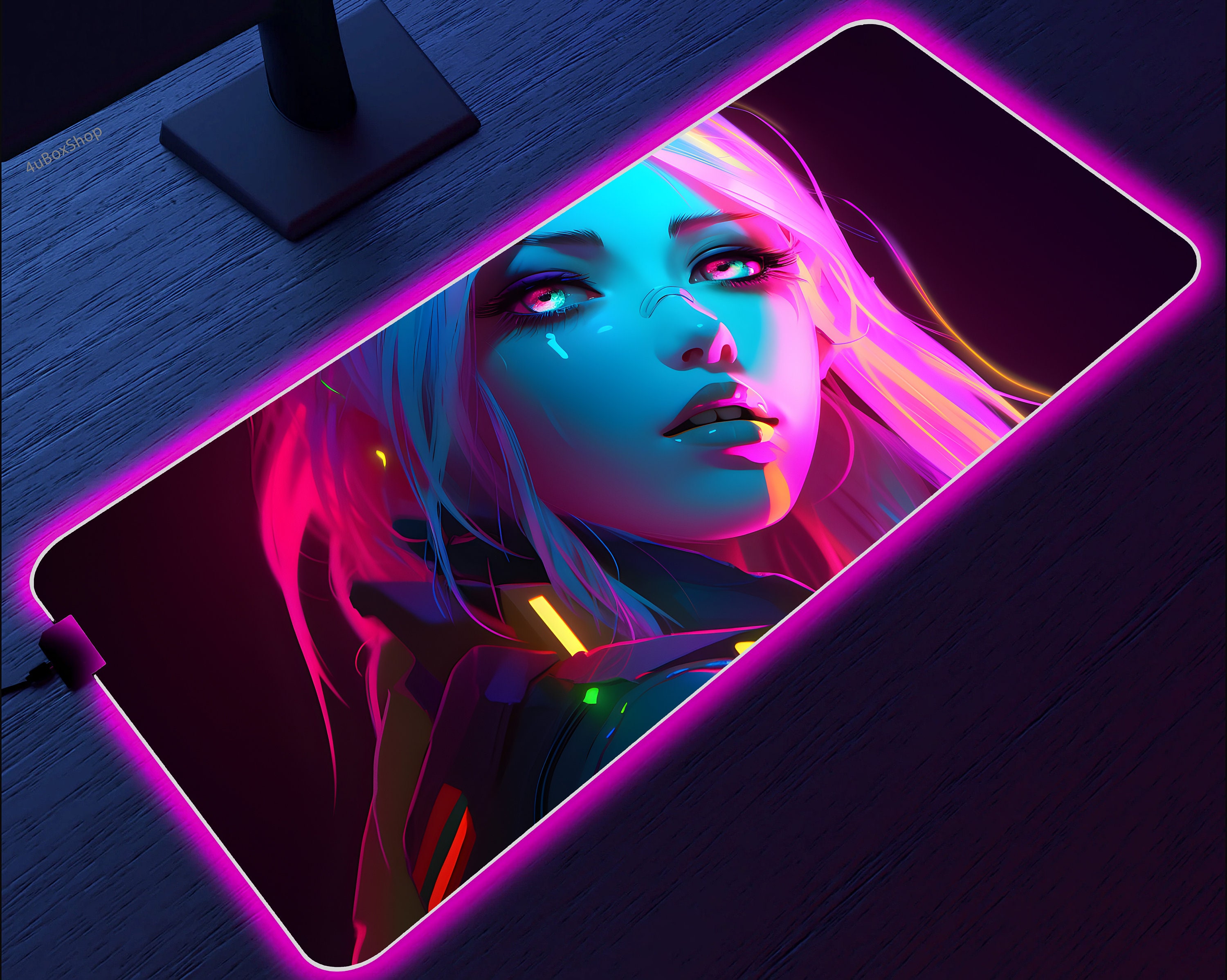 Anime Girl LED Mousepad, Large RGB Desk Mat, Mousepad With Lights ...