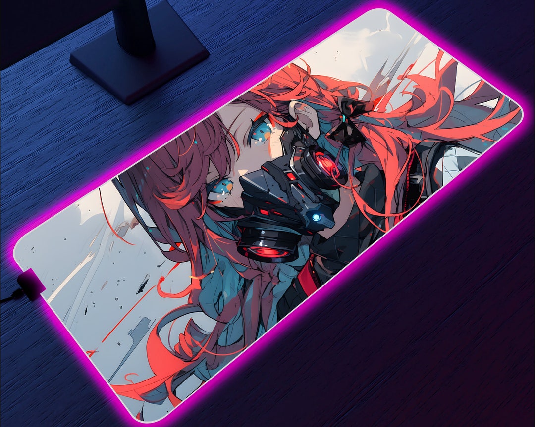 Anime Girl LED Gaming Mouse Pad, Gaming Desk Mat RGB LED, Xxl Mousepad ...