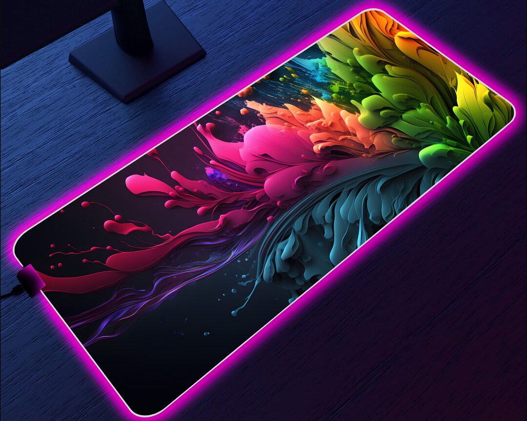 Color Splatter LED Gaming Mouse Pad, Gaming Desk Mat RGB LED, Xxl ...