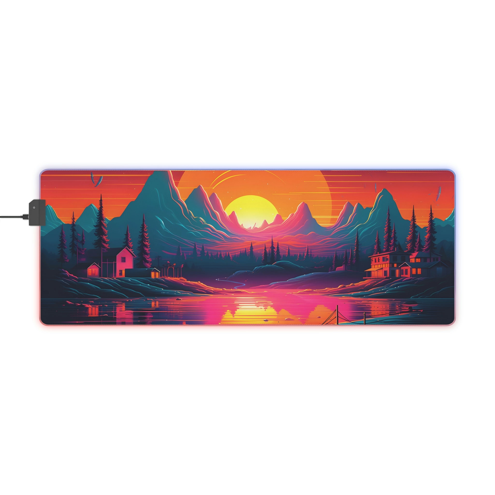 Retro LED Gaming Mouse Pad Gaming Desk Mat RGB LED Xl - Etsy