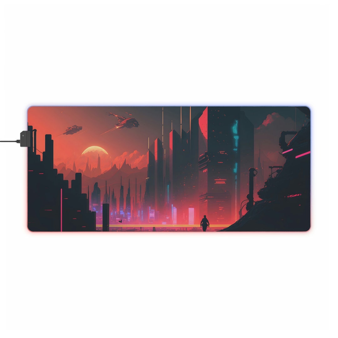 Cyberpunk LED Gaming Mouse Pad Cyberpunk City Gaming Desk - Etsy