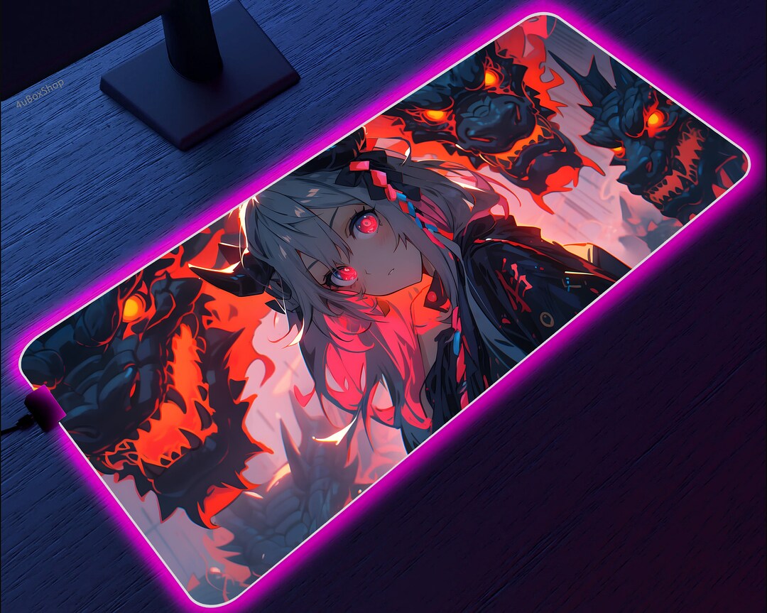 Dragon Anime Girl LED Gaming Mousepad: Customizable RGB Lighting ...