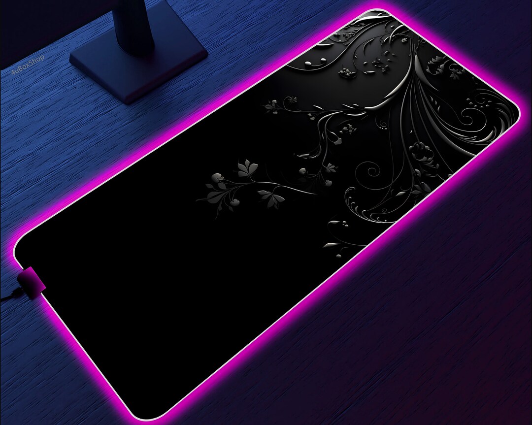 Dark Black LED Mousepad, LED RGB Gaming Mousepad, Printed Desk Mat, for ...