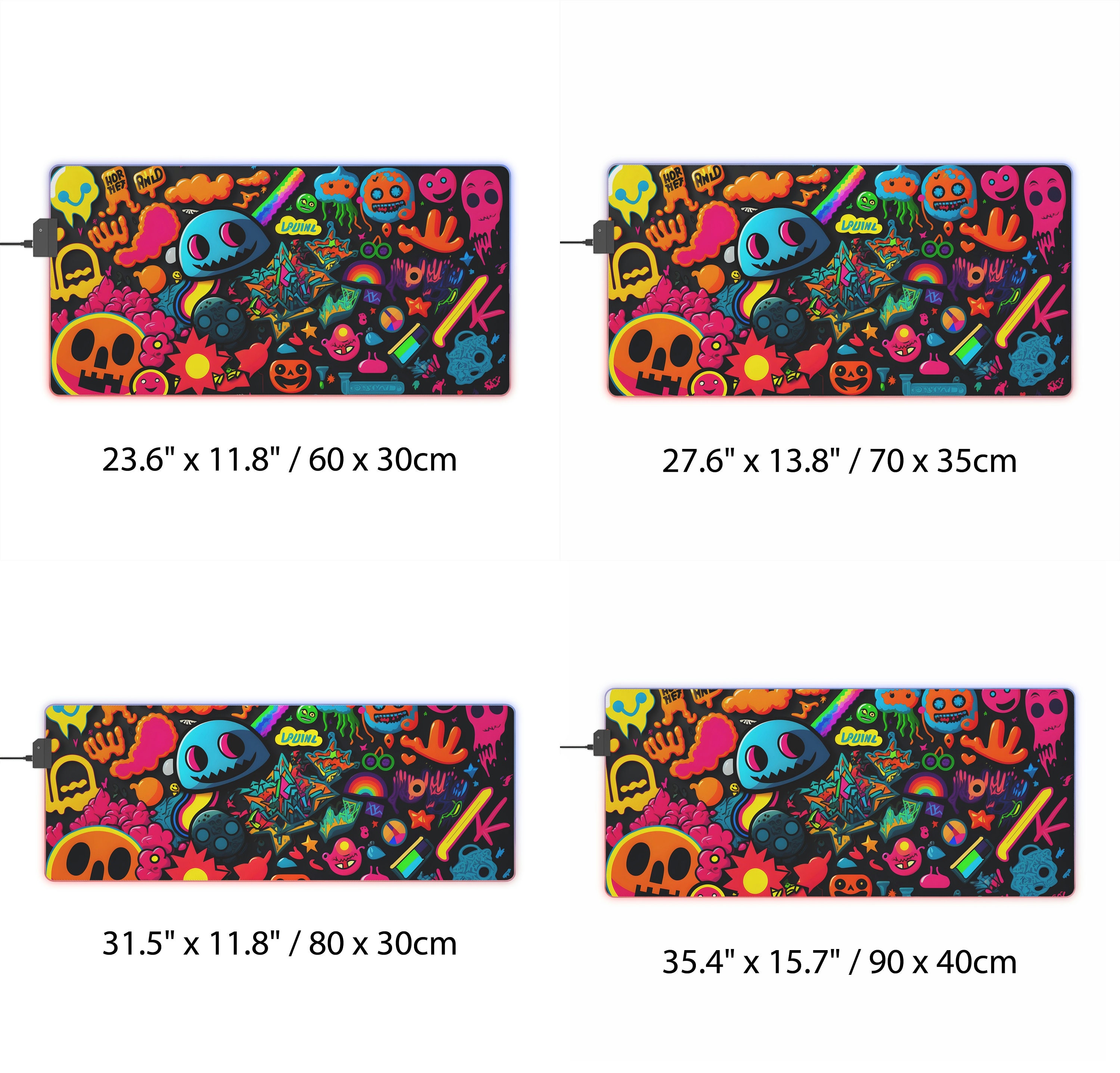 Graffiti LED Gaming Mouse Pad, Gaming Desk Mat RGB LED, Xxl Mousepad ...
