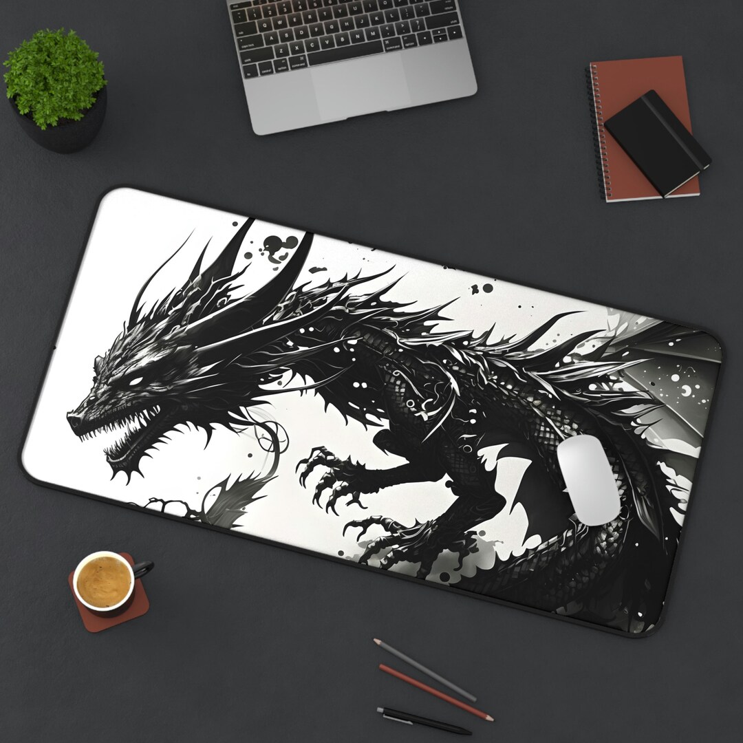 Japanese Dragon XXL Mousepads, Dragon Mousepad, Desk Mat, Dark, Printed ...