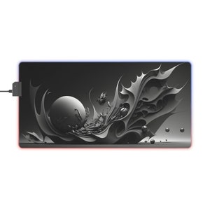 Black Sphere LED Gaming Mouse Pad, Dark, Gaming Desk Mat RGB LED, Neon ...