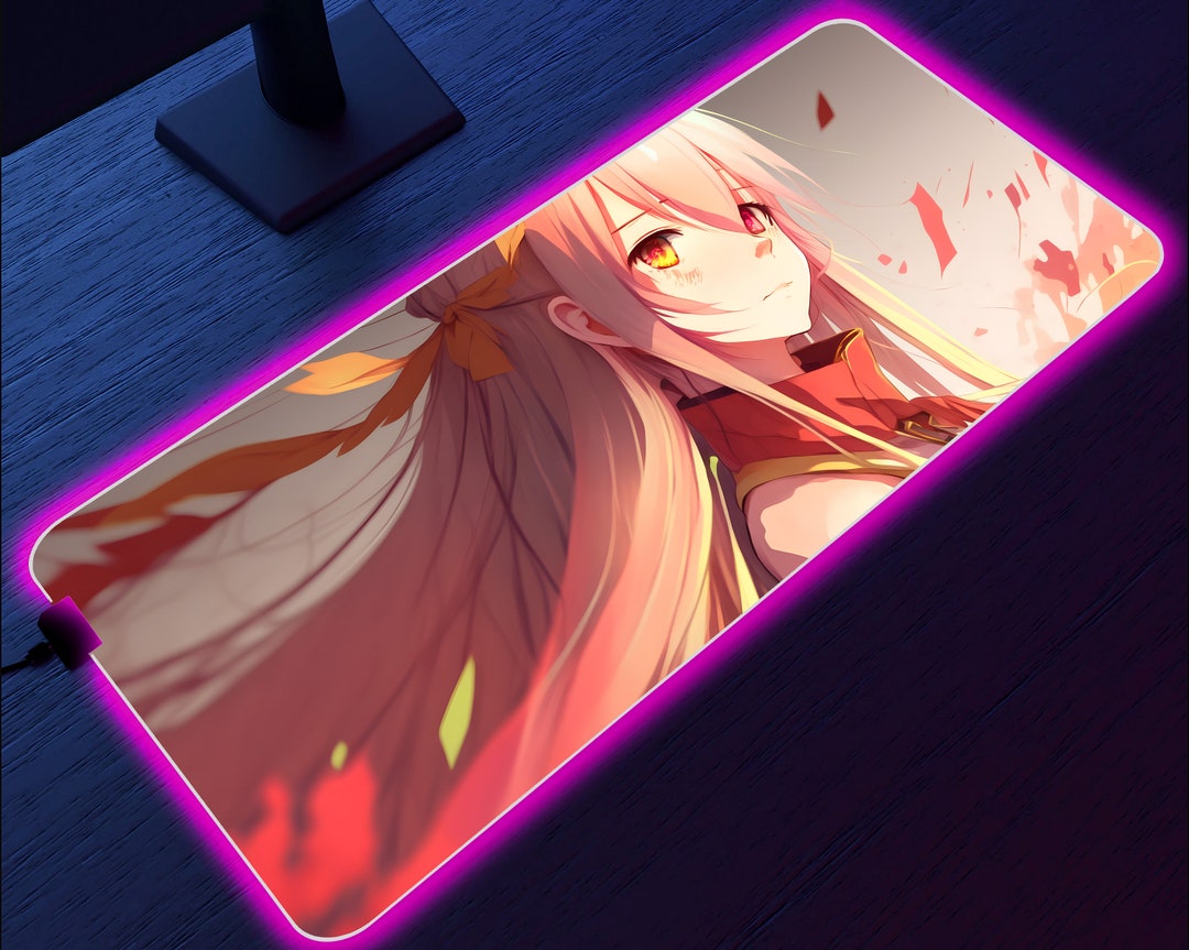 Anime Girl LED Gaming Mouse Pad, Gaming Desk Mat RGB LED, Anime Girl Pc ...