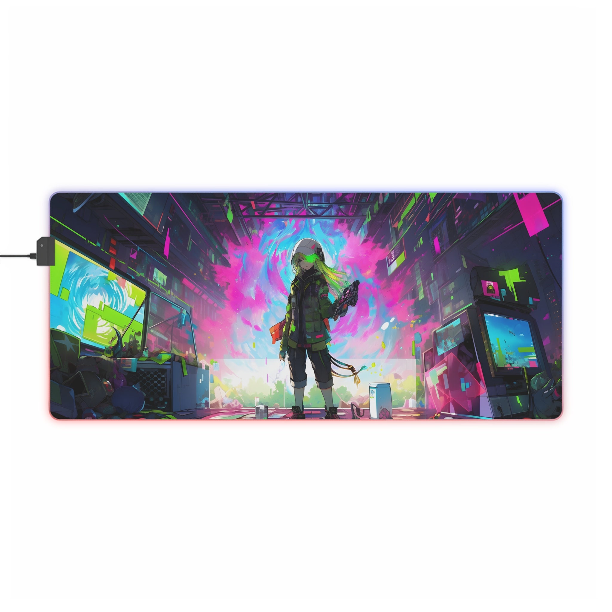 Anime Hacker RGB LED Gaming Mousepad: Customizable Lighting, Smooth ...