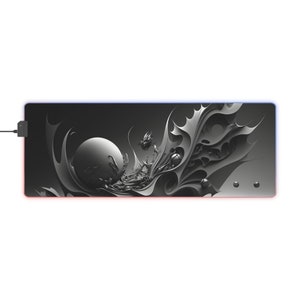 Black Sphere LED Gaming Mouse Pad, Dark, Gaming Desk Mat RGB LED, Neon ...
