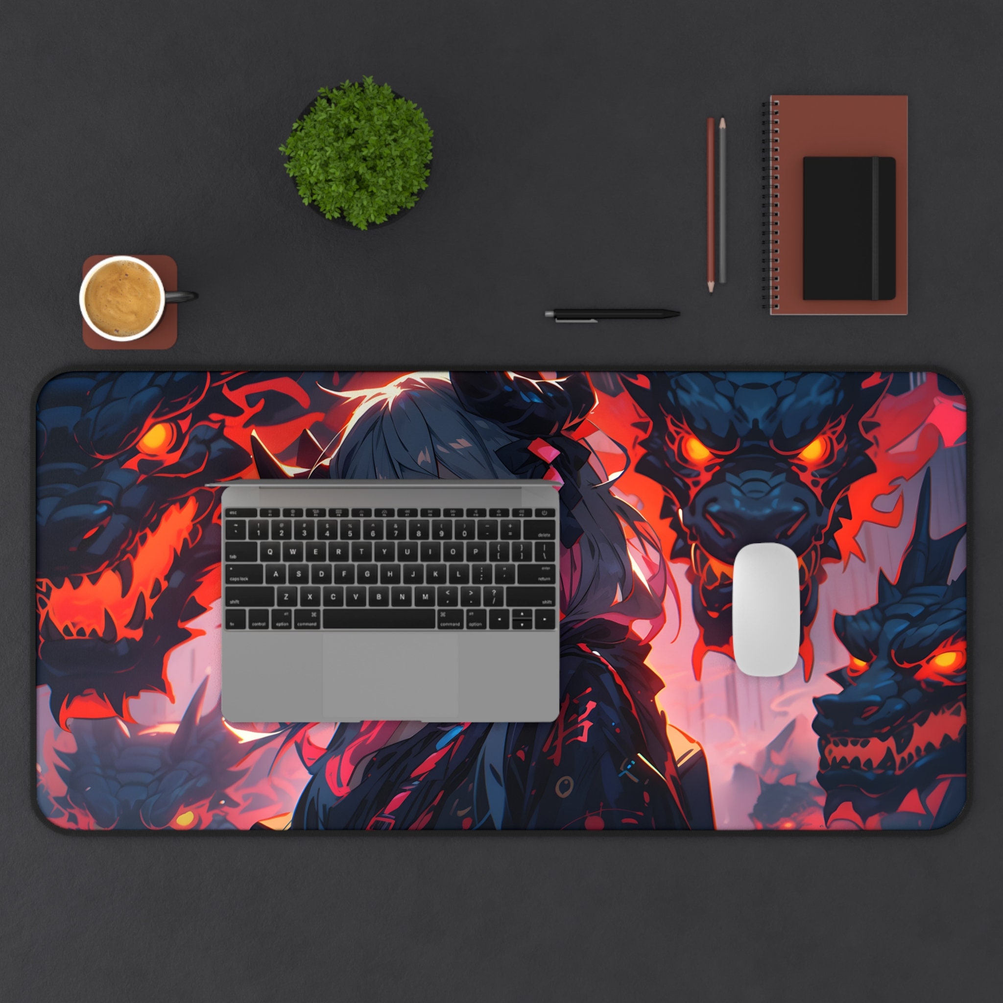 Devil Dragon Anime Girl Desk Mat, Mousepads, Printed Desk Pad, Gaming ...
