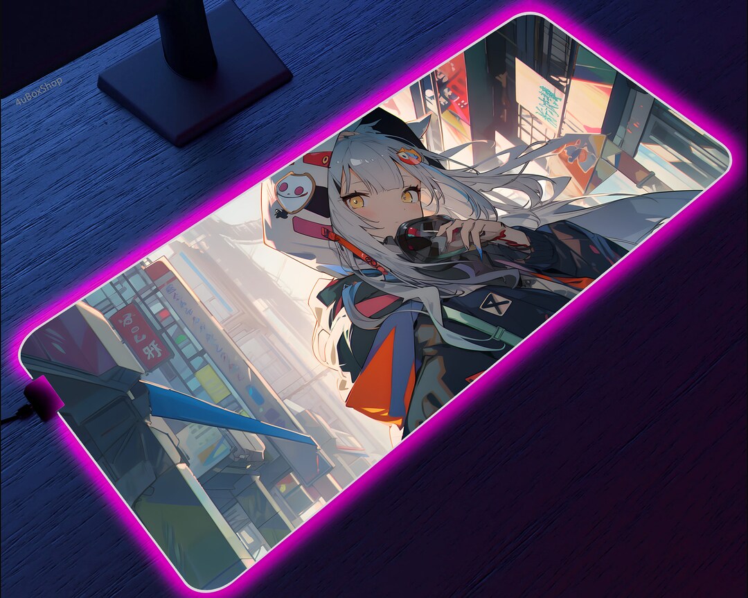 Anime Girl LED Gaming Mousepad: Customizable RGB Lighting, Smooth ...