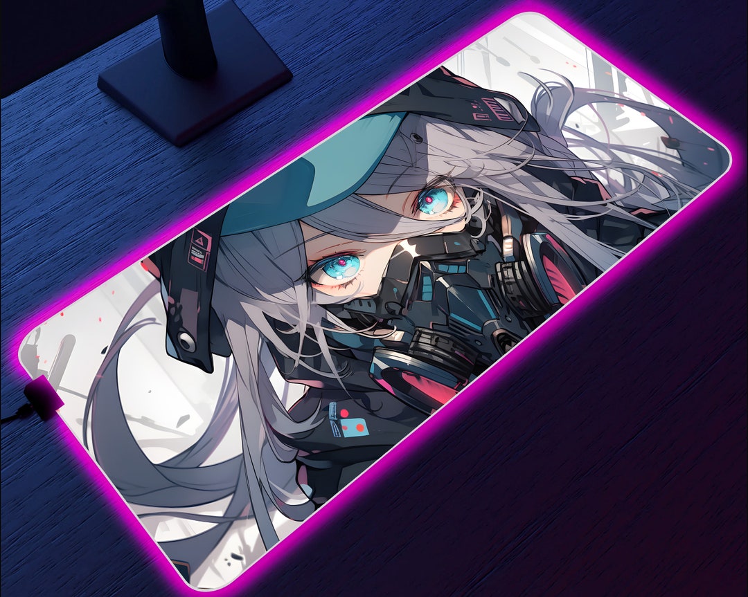 Anime Girl LED Gaming Mouse Pad, Gaming Desk Mat RGB LED, Xxl Mousepad ...
