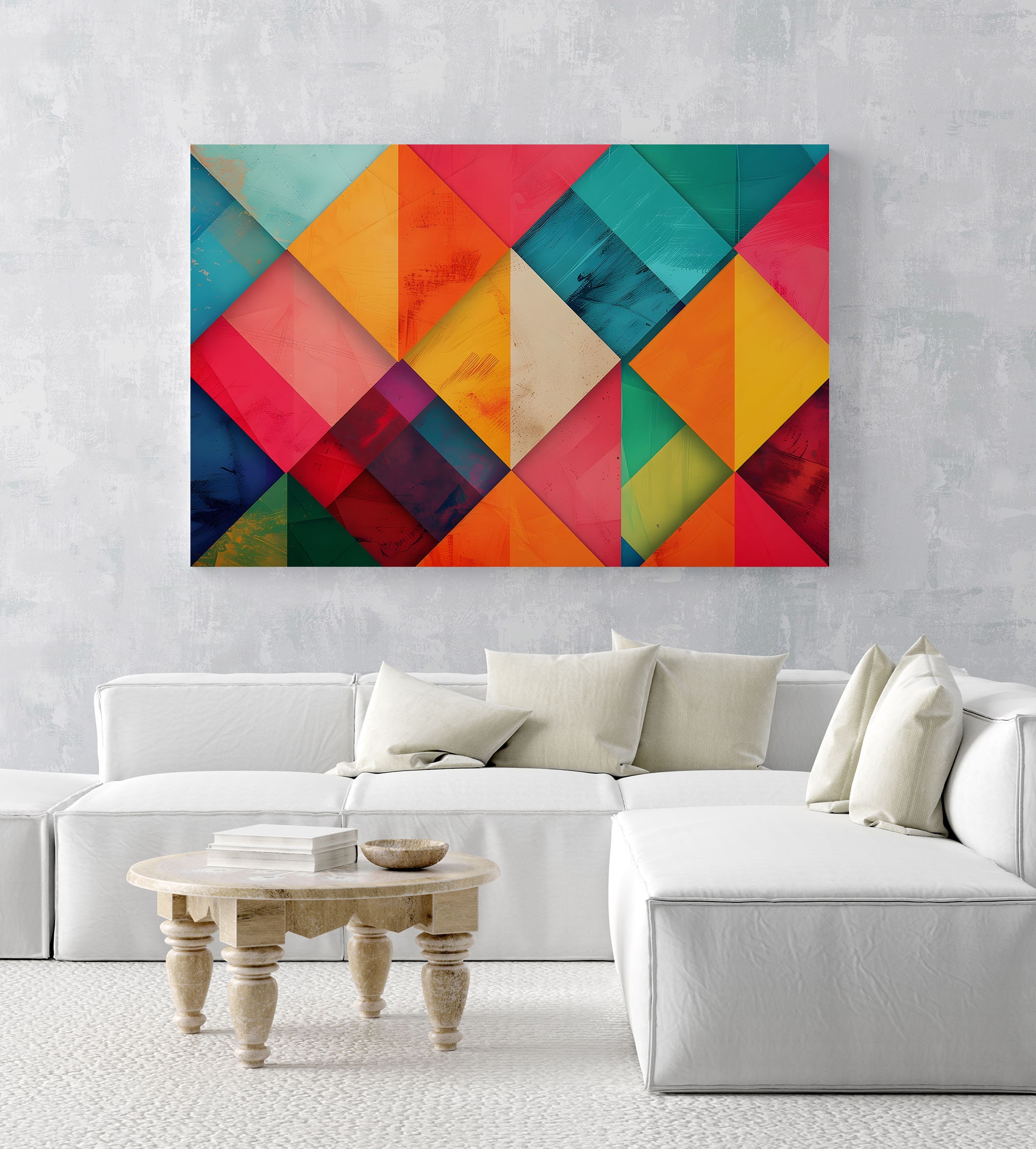 Triangle Square Canvas Wall Art Framed Modern Painting Stylish Home ...